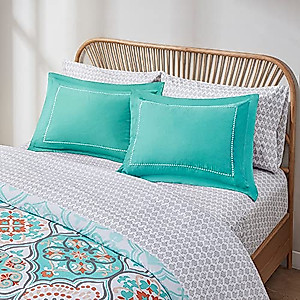 Degrees of Comfort Full Size Bed in A Bag,Aqua Boho Complete Comforter Set, Microfiber Bedding Sets with Side Pockets,Matching Decorative Pillow, 8 Piece