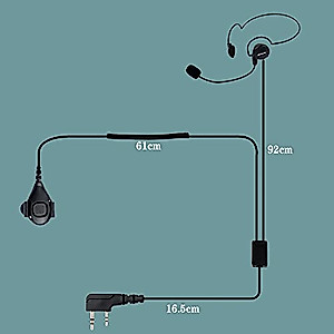 Retevis Behind-The-Head Walkie Talkie Earpiece with Boom Mic 2 Pin, Compatible RT22 RT21 H-777 RT68 RT19 pxton Arcshell Walkie Talkies, Two Way Radio Headset with Finger PTT(1 Pack)