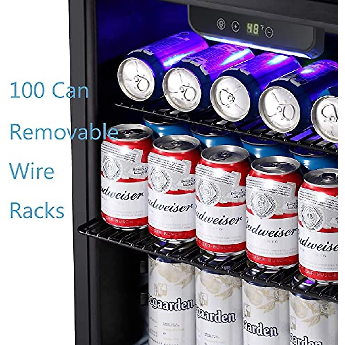 Antarctic Star Beverage Refrigerator -120 Can Mini Fridge for Soda Beer or wine, Small Drink Dispenser, For Office or Bar with Adjustable Removable Shelves, Black, 3.2 Cu.Ft.