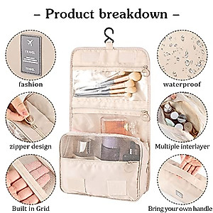 Pengxiaomei Toiletry Bag, Waterproof Hanging Cosmetic Bag Portable Travel Makeup Pouch Bathroom Bag Stocking Stuffers for Women Girls Christmas Gifts(Pink)