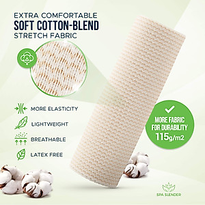 Premium Elastic Bandages | Compression Body Wrap – Self-Closures Both Ends | Cotton Blend | Support Injuries and Sprains | Latex-Free – 6" Wide x 15' Stretched | by Spa Slender - 24-Pack