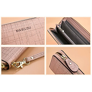 Wallet for Women Wristlet Large Cell Phone Wallet Case Pocket Long Card Holder Coin Purse Bifold RFID Blocking Zipper Clutch Handbag Leather Travel Evening Bag Gifts for Girls Ladies (Black 01)