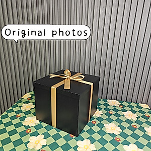 YINUOYOUJIA Gold Gift Box with Lids for Presents, 10pcs 8x8x4 Inches Bridesmaid and Groomsmen Proposal Boxes Gold with Ribbons and Textures for Birthdays, Wedding, Anniversary, Valentines