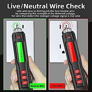 BSIDE Voltage Tester 3-Results Display Voltage Detector, Capacitance and Diode Measurement, Non-Contact AC Electricity Sensor Pen Live/Neutral Wire Check Breakpoint Locate V-Alert Tester