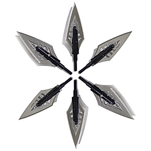 Sososhoot 12Pcs 150 Grain Hunting Fishbone Broadheads 1.1" Cut Arrowheads Crossbow Compound Bow + 1 pcs Black Broadhead Case Plastic Portable Case for Arrowheads