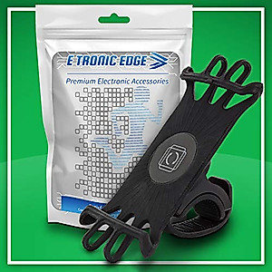 E Tronic Edge Bike Phone Mount - Rotating Cell Phone Holder for Bicycle Handlebar Compatible with iPhone 6 7 8 X 11 12 13 Samsung Galaxy (All-Terrain)