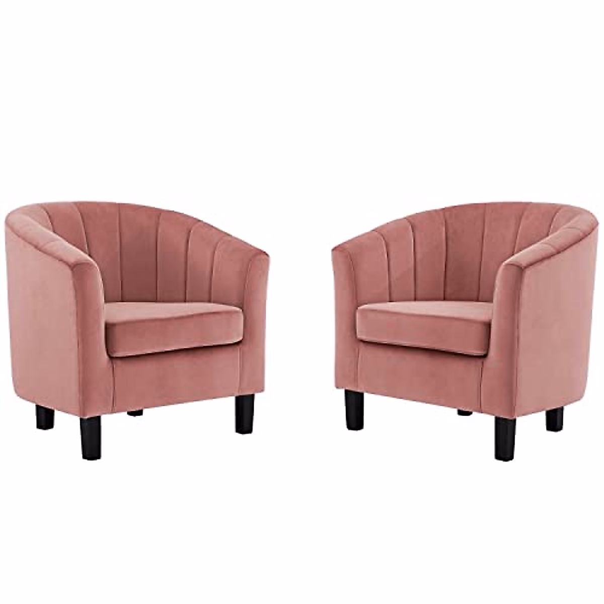 Modway Prospect Channel Tufted Performance Velvet Armchair Set of 2, Dusty Rose
