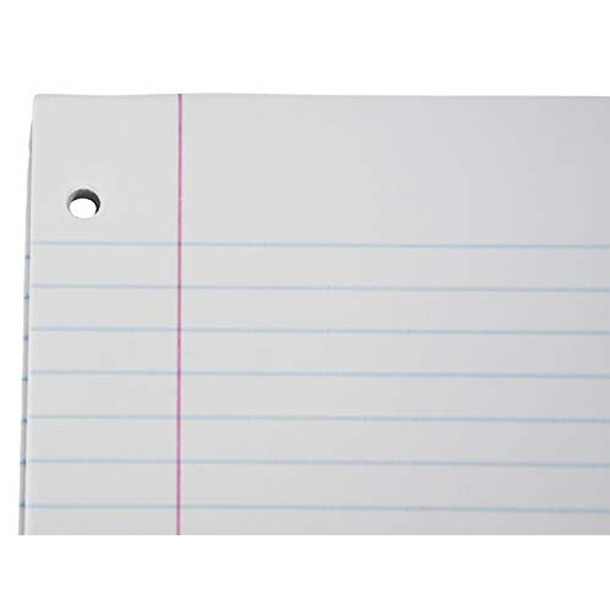 School Smart - 85285 3-Hole Punched Filler Paper w/ Red Margin, 8 x 10-1/2 Inches, Wide Ruled, 200 Sheets,White
