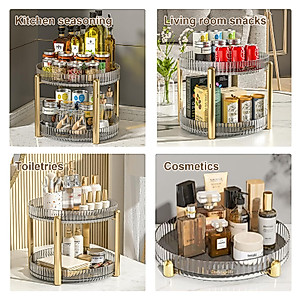 YTCYKJ Two Tier Lazy Susan, 360° Rotating Spice Rack, Spice Organizer for Cabinet, Counter Storage Rack Turntable with Non-Slip Base for Kitchen, Pantry, Cabinet,Cupboard, Cosmetics