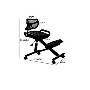 Mobile Kneeling Posture Chair Ergonomic Kneeling Chair Office with Orthopedic Back Pain Seat Adjustable Stool Thick Comfortable Cushions PU Black