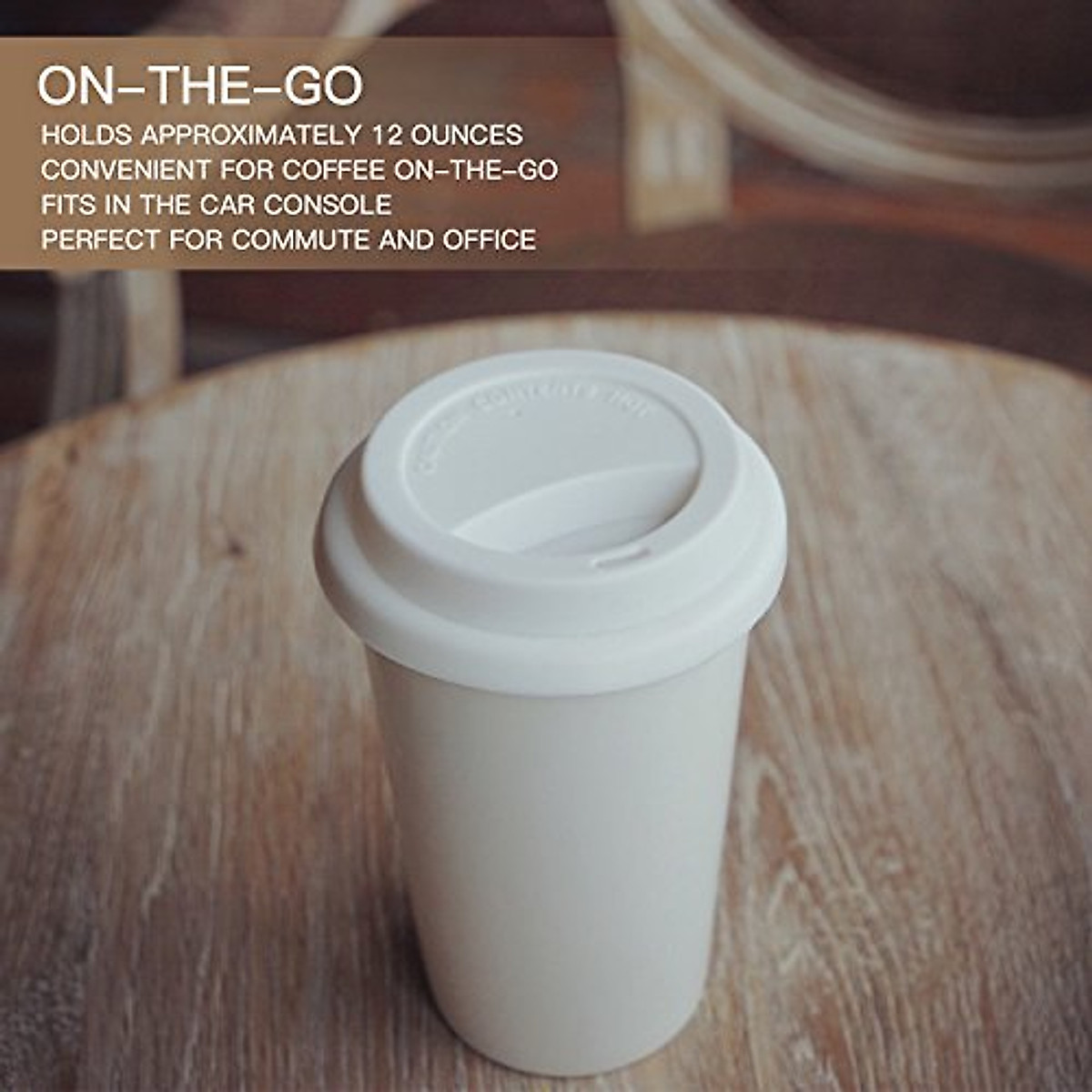 UDMG Reusable Double Wall Insulated White Ceramic Travel Coffee Cup with Lid & Sleeve, 12 fl.oz, I Am Not a Paper Cup…