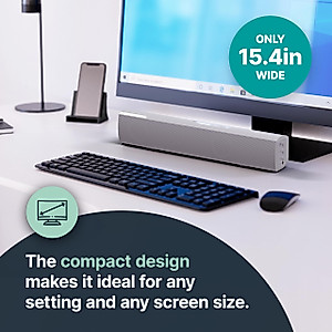 Majority 15 Inch White Soundbar for TV, Bluetooth Sound Bar 50 Watts, Home Audio Speaker, Small PC Soundbar Speaker | AUX, RCA, Optical, USB | Gaming, Music, Movies | Bowfell