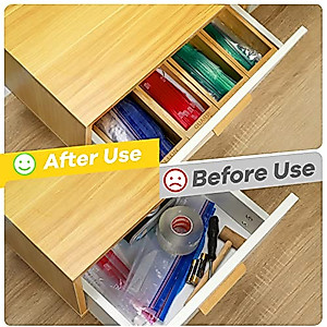 Ziplock Bag Storage Organizer Bamboo Upgraded Zip Lock Bags Container for Drawer, Baggie Dispenser Compatible with Ziploc, Hefty, Solimo, Glad, for Gallon, Quart, Sandwich, Snack & Variety Size Bags