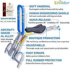 UrRider Child Bike Seat, Front Mount Kids Bike Seat,Fit Mountain Bikes, Cruiser Bikes, Folding Bikes, Ultra Light,Portable, Tool-Free, Quick-Release,Toddler Bike Seat for 2-6 Years(up to 60lbs)