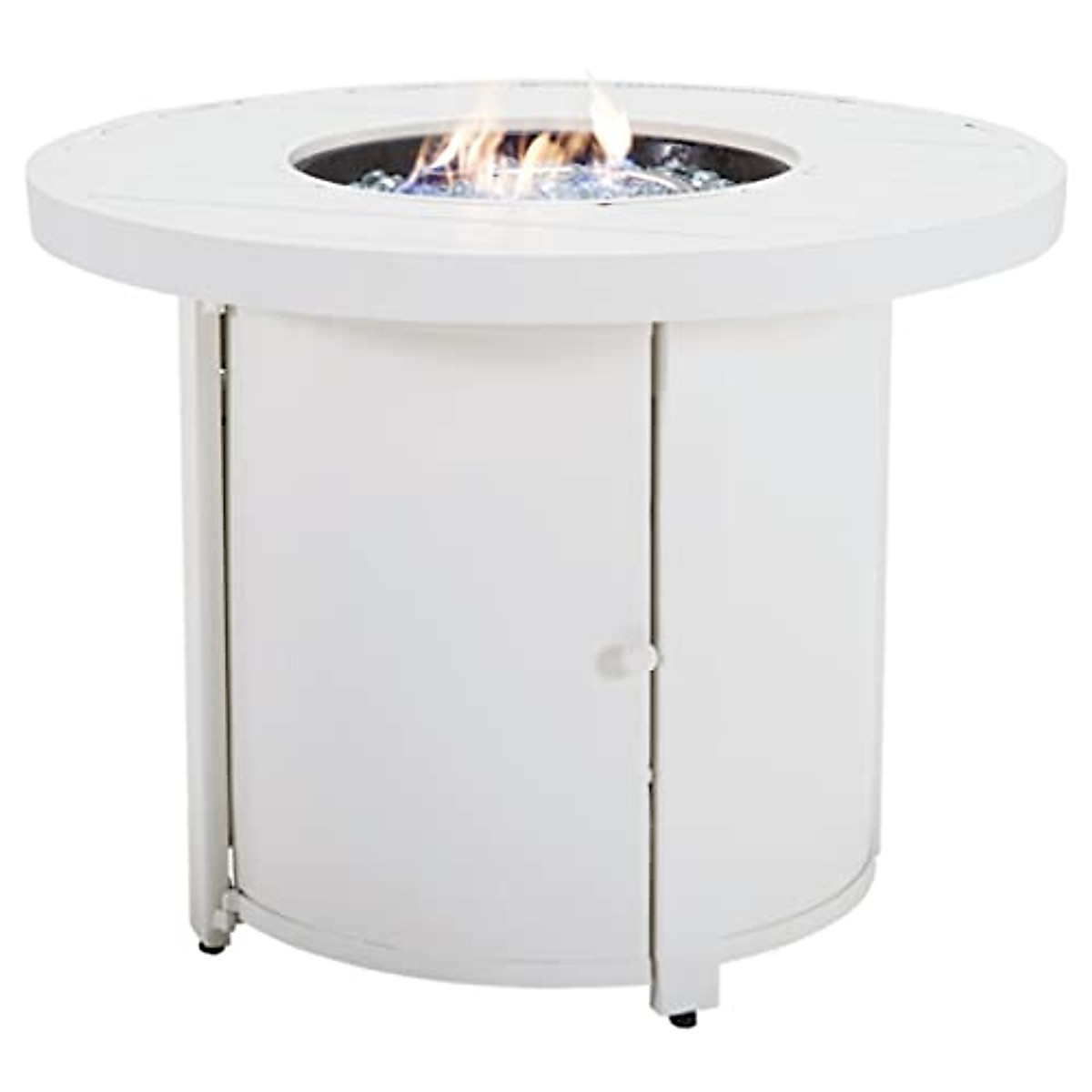 Signature Design by Ashley Outdoor Sundown Treasure Round Fire Pit Table, White