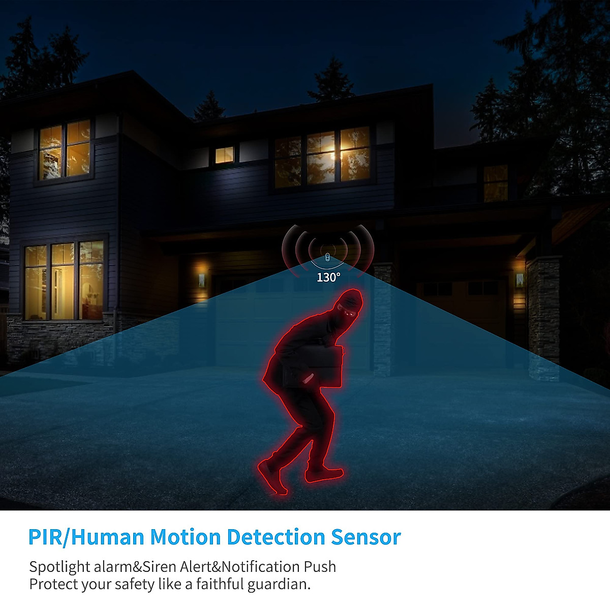 Wireless Outdoor Security Camera Wi-Fi Solar IP Surveillance Cams Home Security Cam with PIR/Human Motion Detection Night Vision, 2-Way Audio, Solar Panel, IP 65 Waterproof , Tuya Smart App