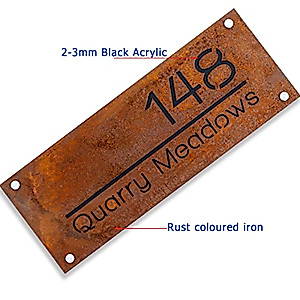 Rusted Steel Modern House Number for Outside, Address Number Plaque, Custom Sign,Personalized Sign (40X15CM)