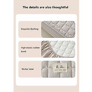 LFSPHQEC Quilted Fitted Mattress Protector 11"" Deep Mattress Pad Elastic Fitted Mattress Cover Mattress Topper for Twin Small Double Full Queen Super King Bed(Green,90x200+28cm)