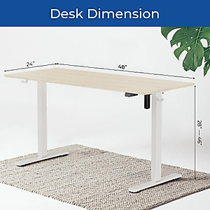 Our Modern Space Height Adjustable 48" Electric Standing Desk - Upgraded Ultra Durable Home Office Large Rectangular Computer or Laptop Sit Stand Workstation - 48 x 24 Inch