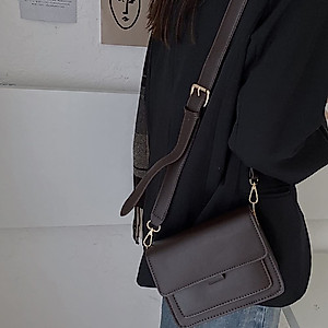 AMHDV Small Crossbody Bag for Women Retro Shoulder Bag Square Purse Handbag Fashion Flap bag (02-coffee)