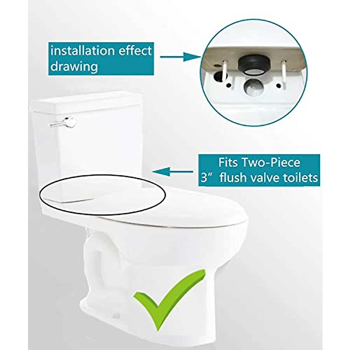 3-Inch Toilet Flush Valve Replacement 2-piece Toilet Tank Parts with Gasket and Bolts Fit for American Standard 738921-100.0070A Easy to Install High Performance Water-Saving