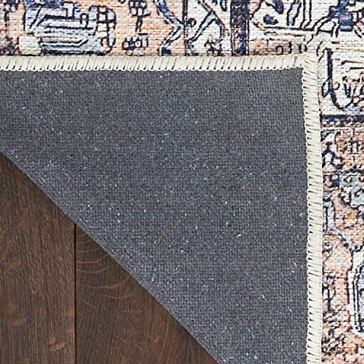 Nourison Brilliance Machine Washable Traditional Vintage Ivory Blue 2' x 4' Area-Rug-Easy-clean, Non Shedding, Bed Room, Living Room, Dining Room, Kitchen (2x4)