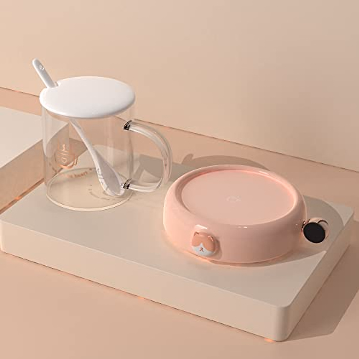 Coffee Warmer Smart Coffee Mug Warmer for Desk Auto Shut Off, 3 Temperature Setting LED Display 20W Cup Warmer for Coffee Tea Milk Beverage Candle Wax Warming Coffee Gifts Office - No Cup Pink