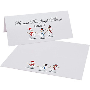 Holiday and Winter Snowman Printable Place Cards, Set of 60 (10 Sheets), Laser & Inkjet Printers - Wedding, Party, Dinner, and Special Events - Made in the USA