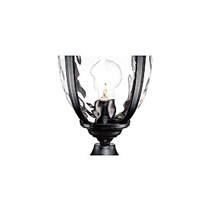 John Timberland Bellagio Traditional Post Light Pier Mount Textured Black 22 3/4" Clear Hammered Glass for Exterior House Porch Patio Outside Deck Garage Yard Garden Driveway Home Lawn Walkway