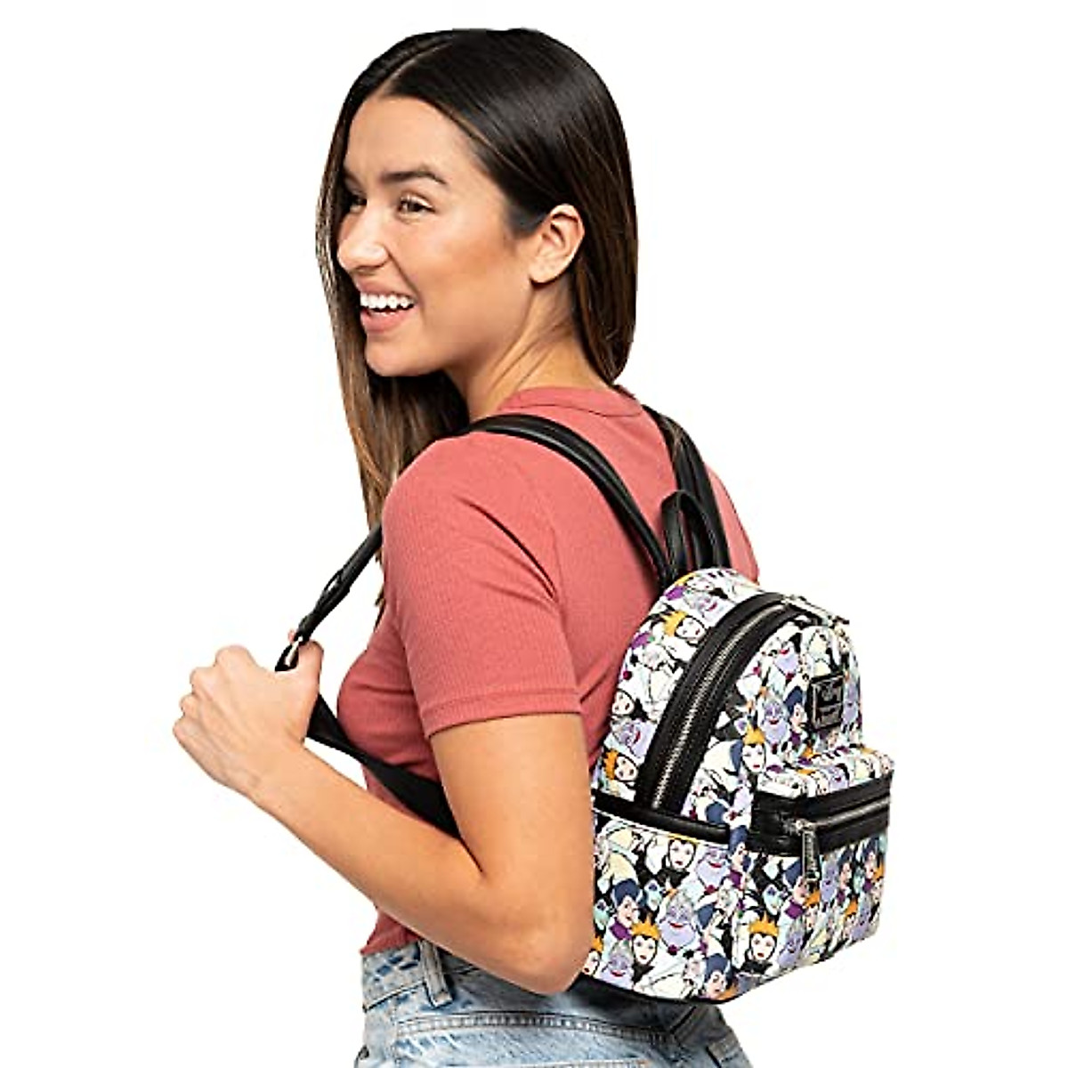 Loungefly Disney Villains Mini-Backpack Handbag Maleficent Cruella Ursula Print