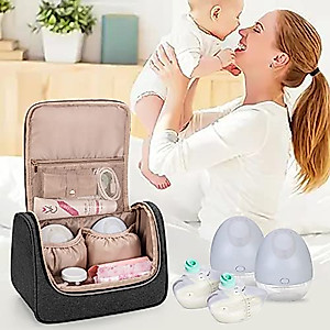 Luxja Wearable Breast Pump Bag (with a Waterproof Mat) Compatible with Momcozy, Willow and Elvie Breast Pump, Carrying Case for Wearable Breast Pump and Extra Parts (Patent Pending), Black