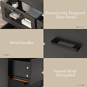 AOGLLATI Dresser for Bedroom, Chest of Drawers with LED Lights, 7 Dresser, Wide Storage Organizer Unit Wood Frame and Wooden Drawers, Entryway, Closet 7 Drawer-Black