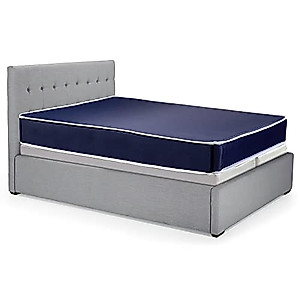 Treaton, 9-Inch Medium Tight Top Nylon Vinyl Hybrid Mattress and 4" Split Wood Box Spring, Twin, Blue.