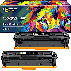 Toner Bank Compatible Toner Cartridge Replacement for HP 206X W2110X 206A W2110a for HP Laserjet Pro MFP M283FDW M255DW M283CDW M283 M255 Black Printer Ink (2-Pack, High Yield)