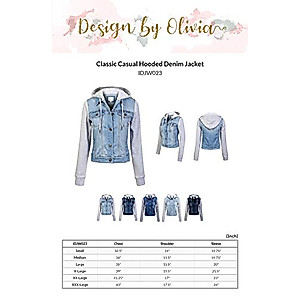 Design by Olivia Women's Classic Casual Hooded Denim Jacket Dark Denim 2XL