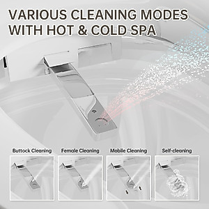 SUPERFLO Smart Toilet with Bidet Built in | One Piece Smart Toilet Bidet with Heated Seat & Night Light,Smart Toilets for Bathrooms(Warm Air Dryer, Auto Flush, Auto Open/Close Cover)