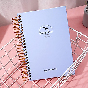Meeting Notebook for Work with Action Items 120 Sheets Meeting Planner Organizer for Office Meeting Agenda Book Spiral Meeting Notes Notebook for Women Men, A5 Blue