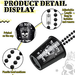Kigeli 12 Pcs Bride or Die Bachelorette Shot Glass Beaded Necklace Halloween Till Death Do Us Party Plastic Shot Glass Necklaces Halloween Gothic Skull Bridal Shower Party Favor for Wedding
