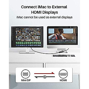 IVANKY 4K Active Mini DisplayPort to HDMI Adapter - 4K 60Hz [0.24m/0.65FT, Super Slim] Mini DP to HDMI Adapter for MacBook Air/Pro, Surface Pro/Dock/Book, Monitor, Projector