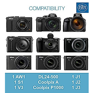 BM Premium Pack of 2 ENEL20, EN-EL20a Batteries and USB Dual Battery Charger for Nikon Coolpix P950, P1000, DL24-500, Coolpix A, 1 AW1, 1 J1, 1 J2, 1 J3, 1 S1, 1 V3 Digital Camera