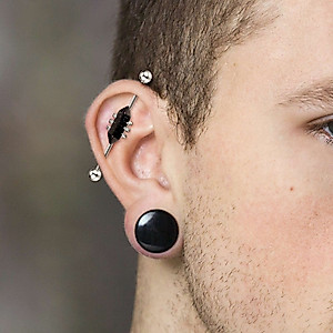 BOPREINA 4pcs 14G Industrial Piercing Bars Stainless Steel 38mm Barbell Cartilage Earring Natural Stone Barbell Body Piercing Jewellery