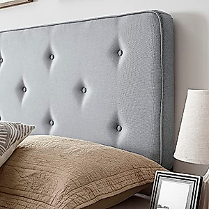 Classic Brands Maxwell Tufted Upholstered Headboard, Light Grey, Queen