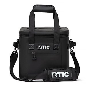 RTIC Soft Cooler 12 Can, Insulated Bag Portable Ice Chest Box for Lunch, Beach, Drink, Beverage, Travel, Camping, Picnic, Car, Trips, Floating Cooler Leak-Proof with Zipper, Black