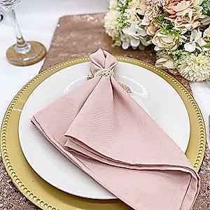 Your Chair Covers - 20 Inch Square Premium Polyester Cloth Napkins. Oversized, Double Folded and Hemmed Table Napkins for Restaurant, Bistro, Wedding - (Blush) (Pack of 10)
