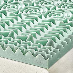 Mellow 1.5 Inch 5-Zone Memory Foam Mattress Topper, Calming Aloe Infusion, Twin