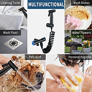 FES Handheld Bidet Sprayer for Toilet, 304 Stainless Steel Adjustable Pressure Control Bidet Faucet Diaper Sprayer Set with Hose Attachment Easy Install for Kitchen and Toilet Cleaning