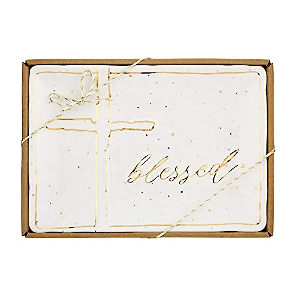 Mud Pie, Cross, Gold Sentiment Platter, 7" x 10"