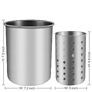 Utensil Holder for Countertop, ENLOY Stainless Steel Rust Proof Kitchen Utensils Holder Organizer for Forks, Spoons, Knives, Kitchenware, Dishwasher Safe, Set of 2