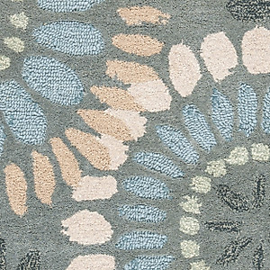 SAFAVIEH Jardin Collection Area Rug - 10' x 14', Grey & Blue, Handmade Floral Wool, Ideal for High Traffic Areas in Living Room, Bedroom (JAR455A)