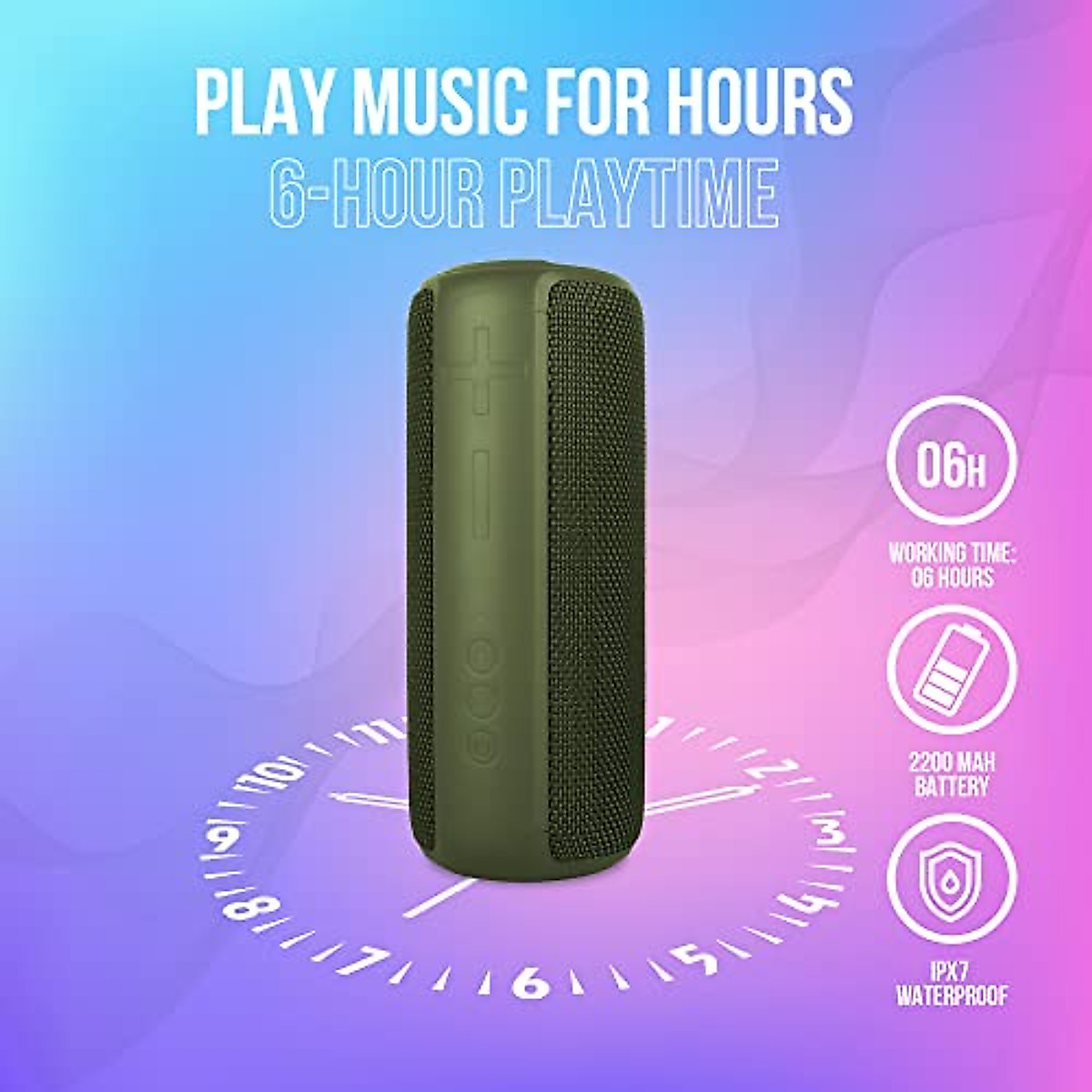 PALL Power One, Waterproof Speaker 20W, Excellent for Outdoors | True Wireless Speaker, Compatible with Android and iOS | 6 Hour Playtime, Bluetooth 5.0, Portable - Green